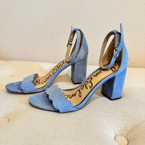 Sam Edelman | Shoes | Sam Edelman Odila Blue Suede Block Heels With ...